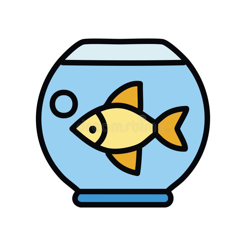 Fish in Aquarium Vector Illustration, Filled Design Icon Editable ...