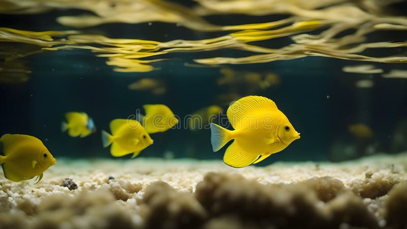 Fish in Aquarium Yellow Aquarium Fish. Yellow Tang Stock Illustration ...