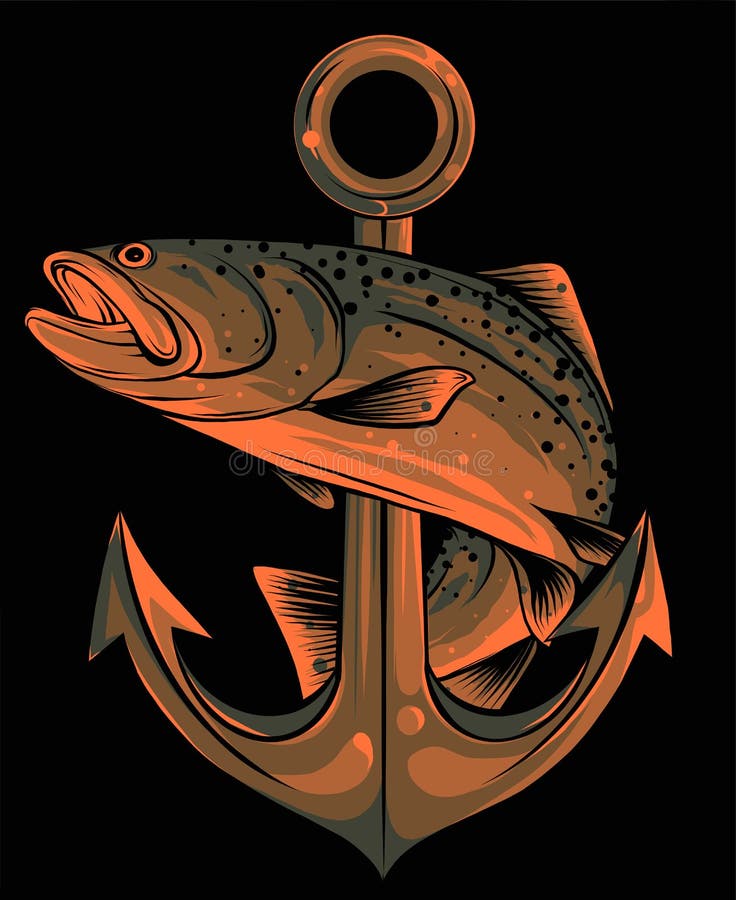Fish Around the Anchor Vector Illustration Art Stock Vector ...