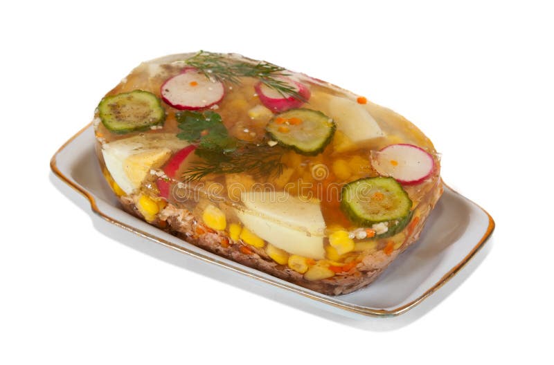 Fish in aspic stock photo. Image of plate, dinner, cucumber - 17359604