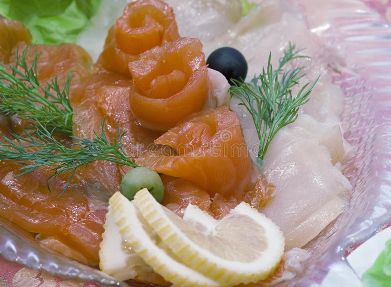 Fish assortment close-up stock image. Image of salad - 89375353