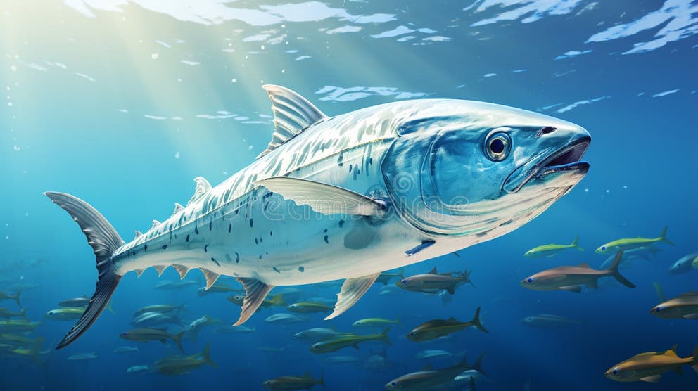 Fish Atlantic Bonito on the Sea. Generative Ai Stock Illustration ...