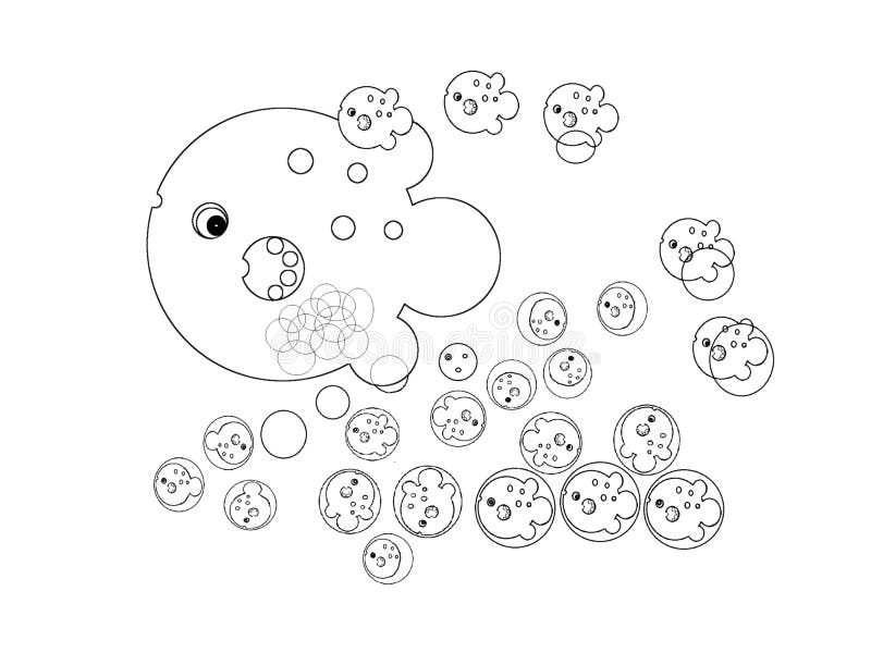Fish with Babies, Colouring Book Page Uncolored Stock Illustration ...