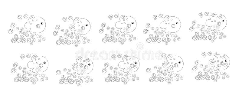Fish with Babies, Colouring Book Page Uncolored Stock Illustration ...