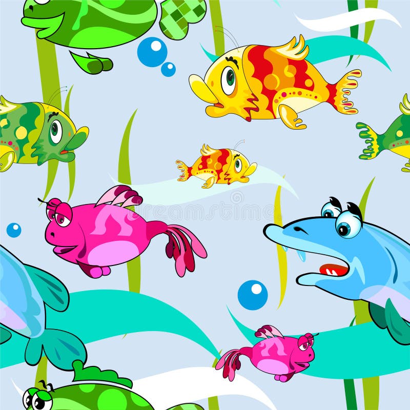 Fish Background, Seamless Pattern Stock Illustration - Illustration of ...