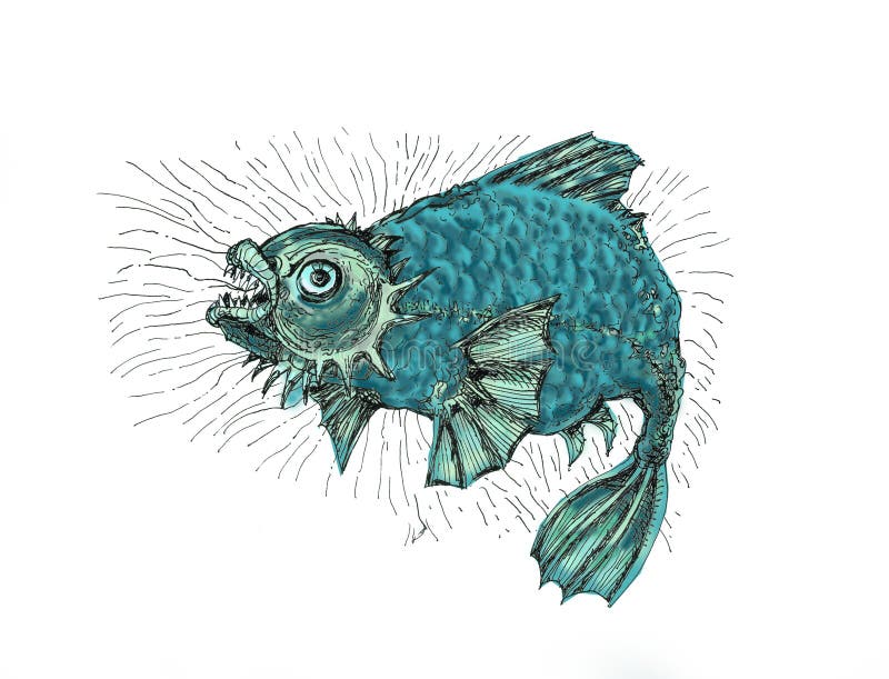 Evil Fish.Thick Angry Fish. Stock Illustration - Illustration of mood ...