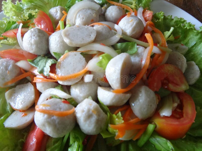 Fish ball salad stock image. Image of dish, foods, vegetable - 82807211