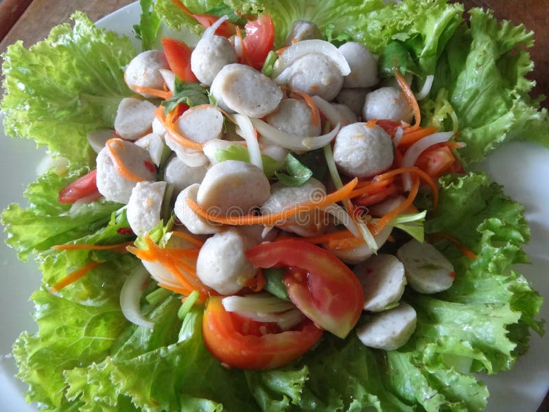Fish ball salad stock image. Image of dish, recipe, food - 82807139