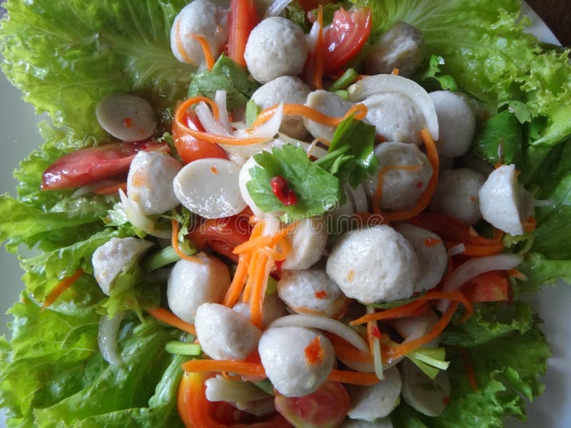 Fish ball salad stock image. Image of dish, foods, vegetable - 82807211