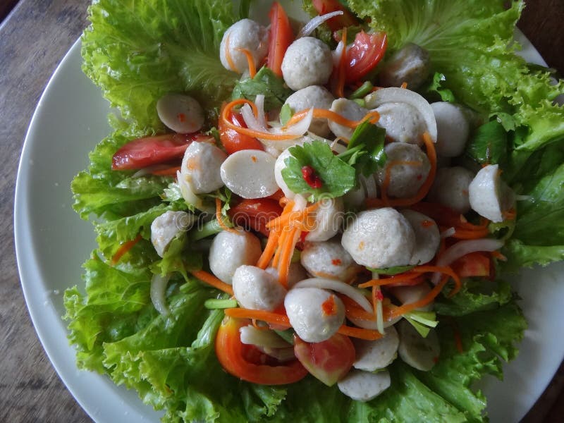 Fish ball salad stock photo. Image of ball, fish, recipe - 82807240