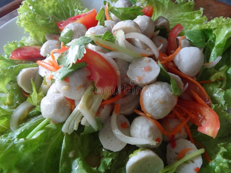 Fish ball salad stock image. Image of vegetables, fish - 82807493