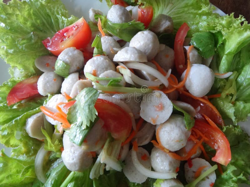 Fish ball salad stock photo. Image of salad, ball, dish - 82807568