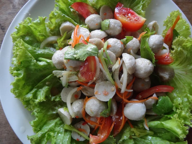 Fish ball salad stock image. Image of dish, food, ball - 82807609