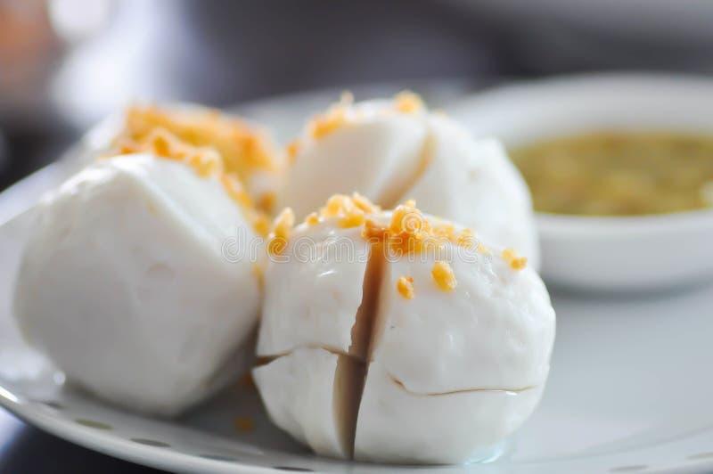 Fish Balls with Fried Garlic ,fishballs Stock Image - Image of seafood ...