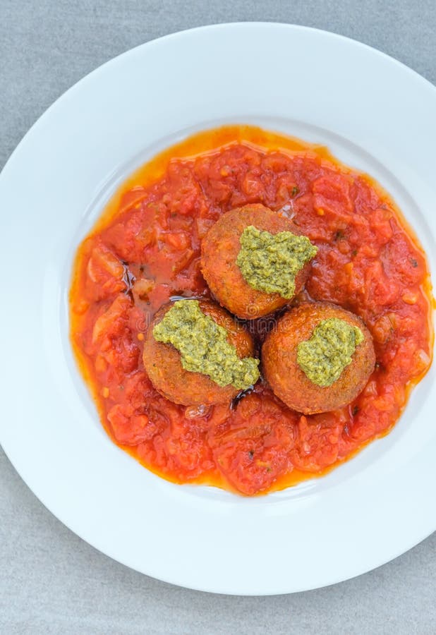 Fish balls on the plate stock image. Image of pesto - 250704845