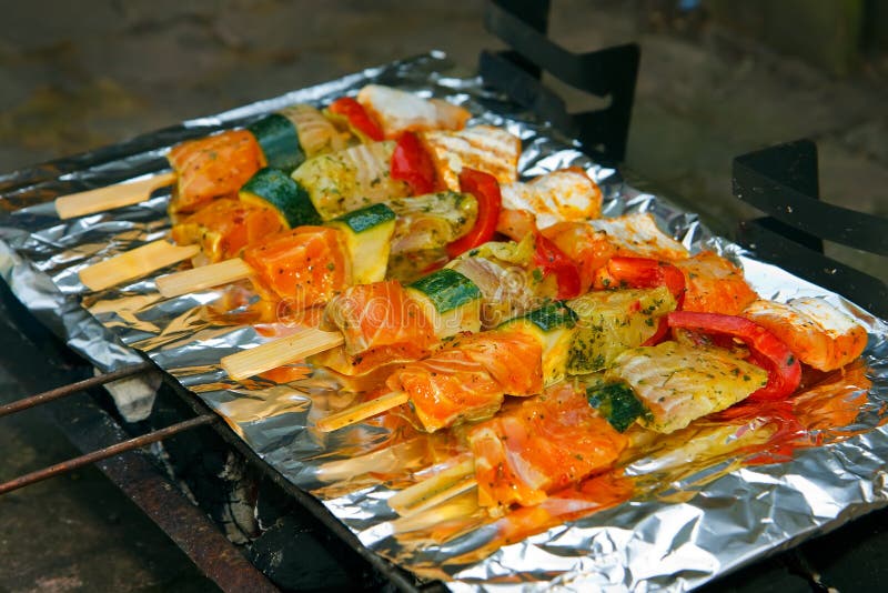 Fish on the barbecue stock photo. Image of asian, mediterranean - 9628980