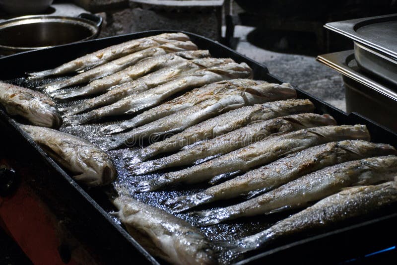 Fish Barbecue on a Huge Grill Stock Image - Image of dinner, fillet ...