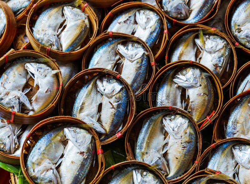 Fish in Barrels for Sell at Market Stock Image - Image of gourmet ...