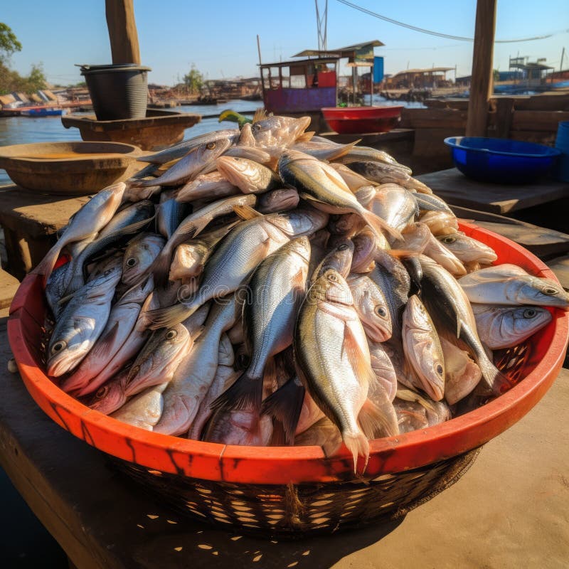 Fish basket beach sale stock illustration. Illustration of food - 292042743