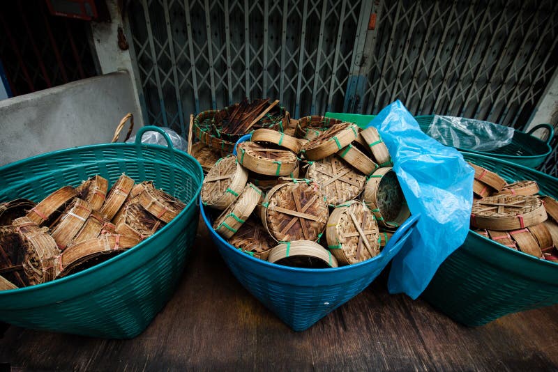 Fish basket. stock photo. Image of bamboo, seafood, fishing - 97927684