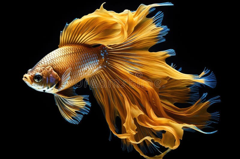 Fish with Beautiful Tail Isolated on Black. Ai Generated Stock Image ...
