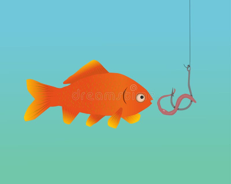 A fish being catched stock vector. Illustration of earthworm - 87679801