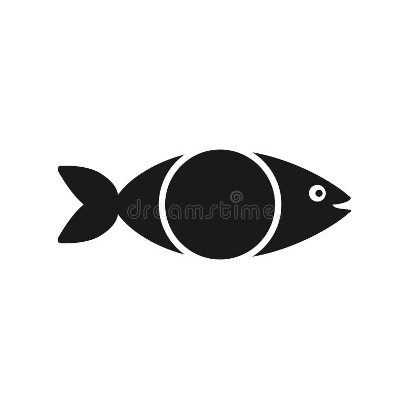 Fish with Big Empty Round Frame. Vector Template with Place for Text ...