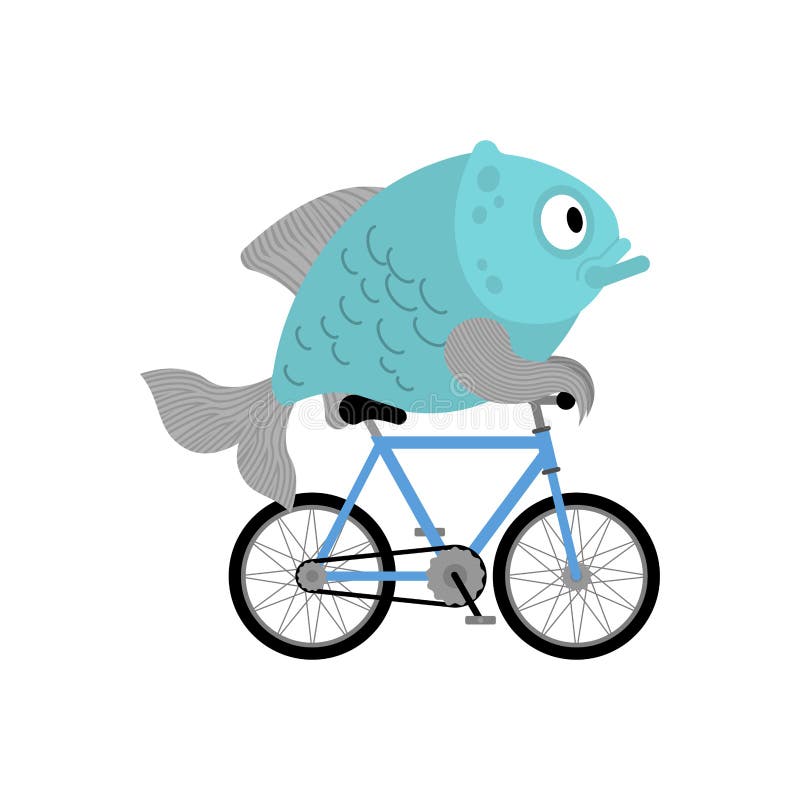 Fish on Bike. Carp on Bicycle Cartoon Stock Vector - Illustration of ...