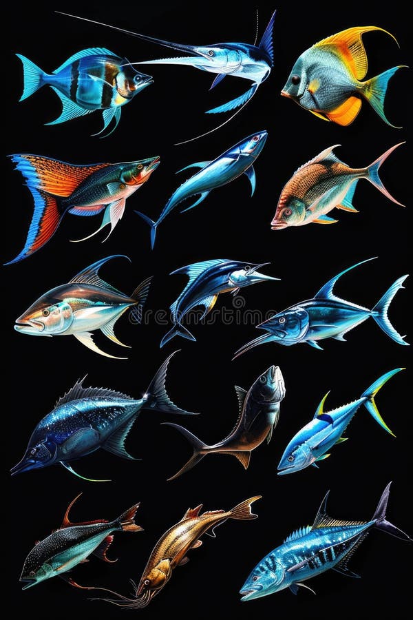 Fish on Black Background stock photo. Image of wildlife - 376457166