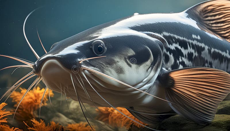 A Fish with a Black and Orange Face is Swimming in the Water Stock ...