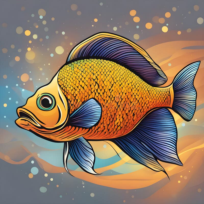 A Fish with Blinking, Twinkling Scales Stock Illustration ...