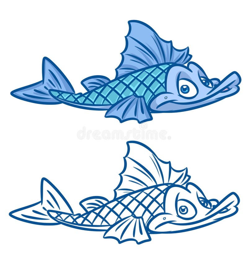 Fish blue cartoon stock illustration. Illustration of color - 70005409