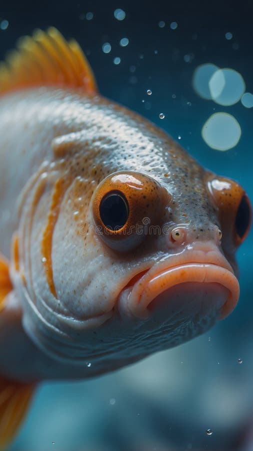 A Fish with a Blue Eye is Shown in a Close Up. Stock Illustration ...