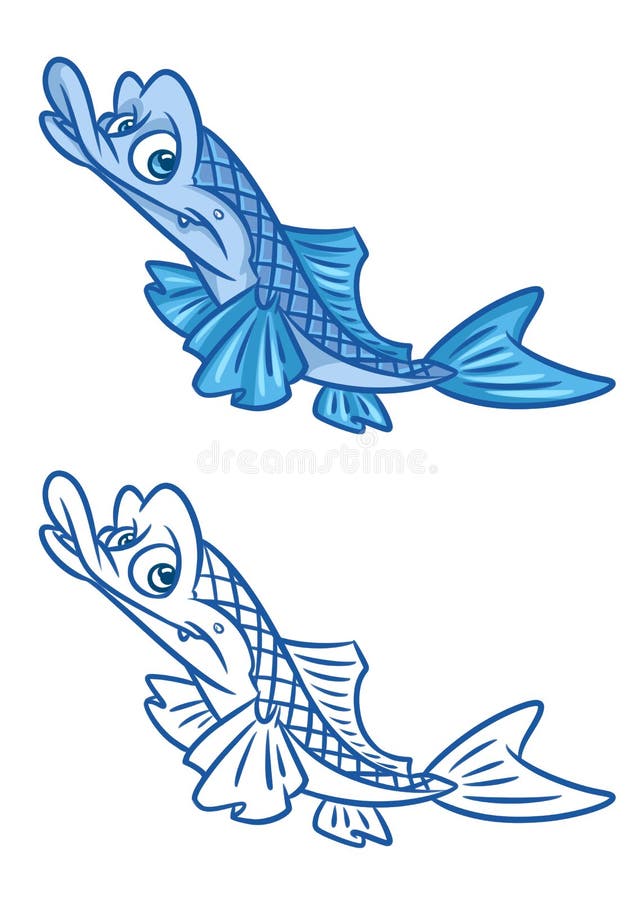 Fish Blue Funny Cartoon Illustrations Stock Illustration - Illustration ...