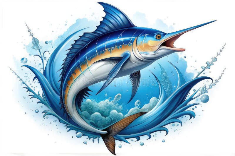 A Fish of Blue Marlin High Quality Image. Stock Illustration ...