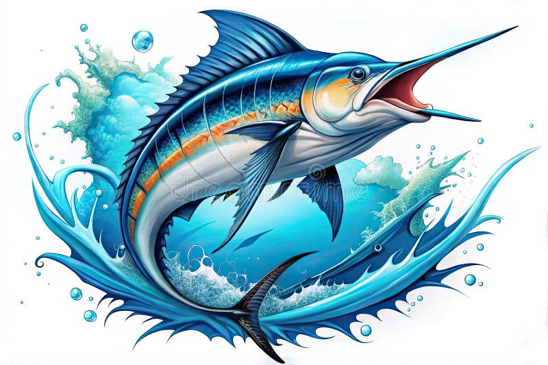 A Fish of Blue Marlin High Quality Image. Stock Illustration ...