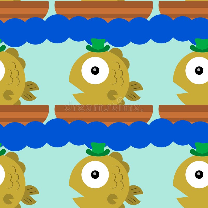 Fish on a Boat Seamless Background Design Stock Illustration ...
