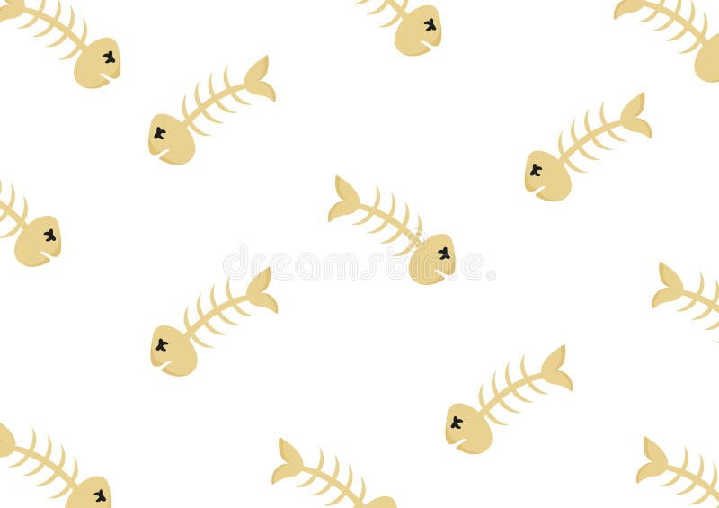Fish Bone Background with Cats Favorite Food Theme Stock Vector ...