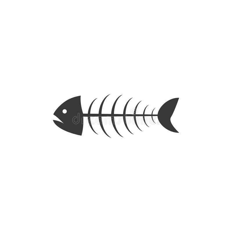 Fish Bone Icon in Flat Style. Vector Stock Vector - Illustration of ...
