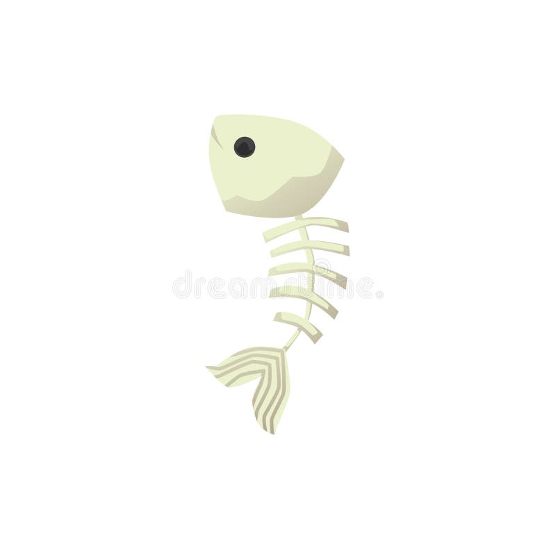 Fish Bone Leftovers or Fish Skeleton Flat Cartoon Vector Illustration ...