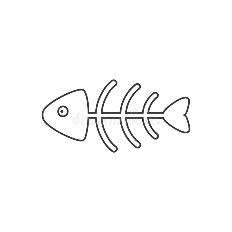 Fish Bone Line Icon in Flat Style. Vector Sign Stock Vector ...