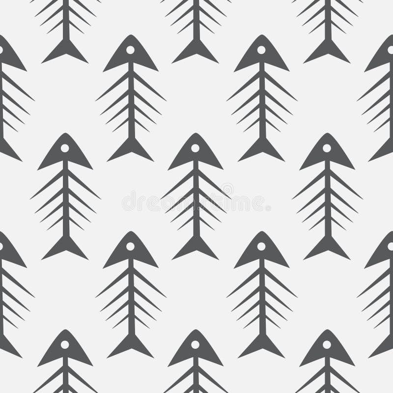 Fish Bone Monochrome Seamless Vector Pattern. Stock Vector ...