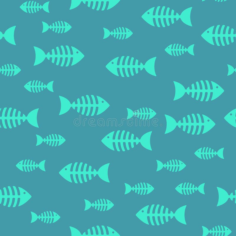 Fish Bone, Seamless Pattern Stock Vector - Illustration of fish, vector ...