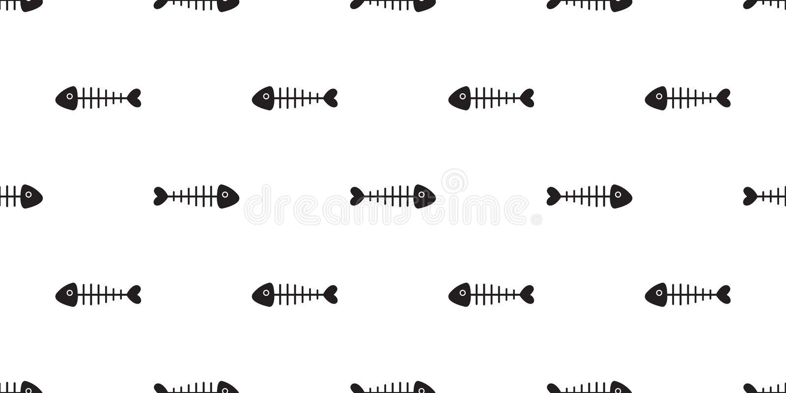 Fish Bone Seamless Pattern Cat Paw Vector Fish Dog Salmon Repeat Scarf ...