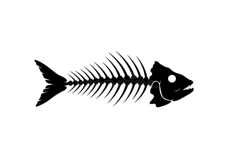 Fish bone silhouette stock vector. Illustration of head - 377259703