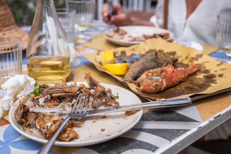 Fish Bones are Left after Finishing the Meal Stock Image - Image of ...
