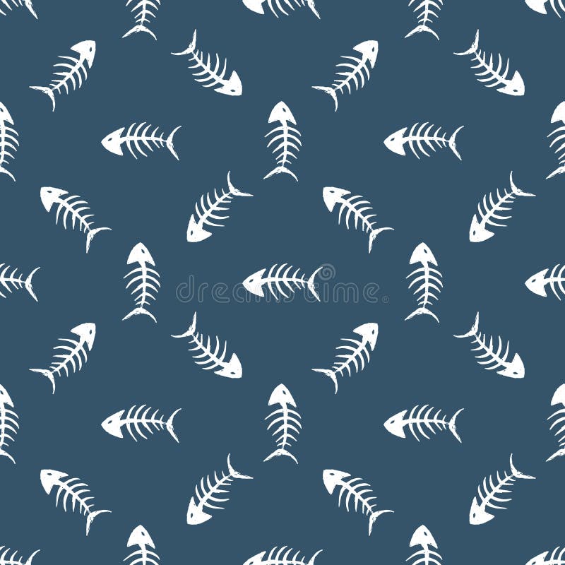Fish Bones Seamless Pattern. Fish Skeleton Doodle, Hand Drawn Cartoon ... Fish Bones Seamless Pattern. Fish Skeleton Doodle, Hand Drawn Cartoon ...
