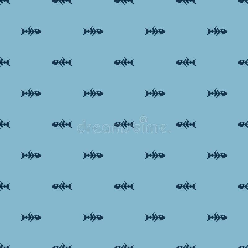 Fish Bones Seamless Pattern. Fish Skeleton Sketch, Hand Drawn Cartoon ...