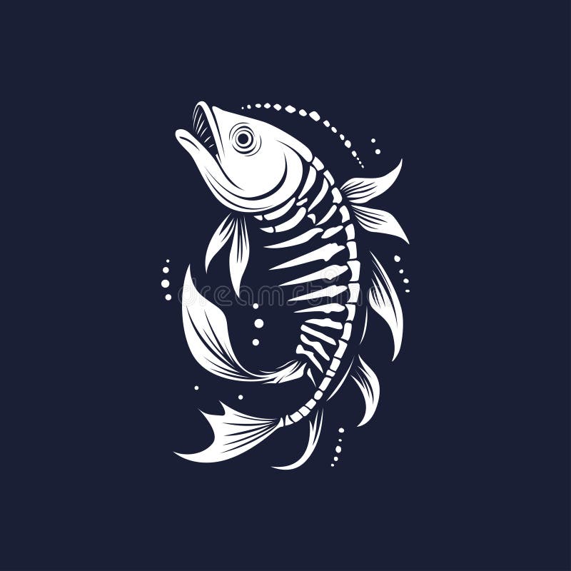 Fish Bones Vector Logo, Fish Bone Doodle Illustration Vector, Fish Logo ...
