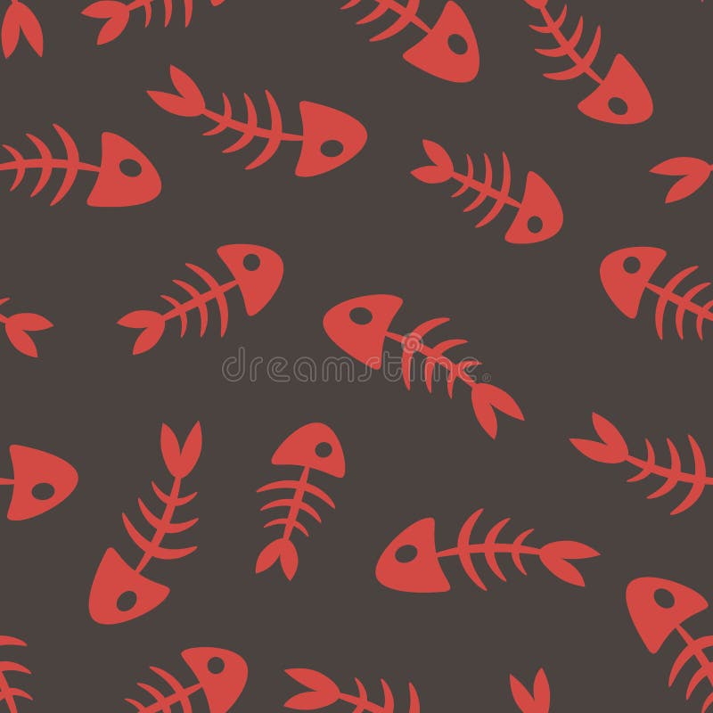 Fish Bones.Vector Seamless Pattern Stock Vector - Illustration of flat ...